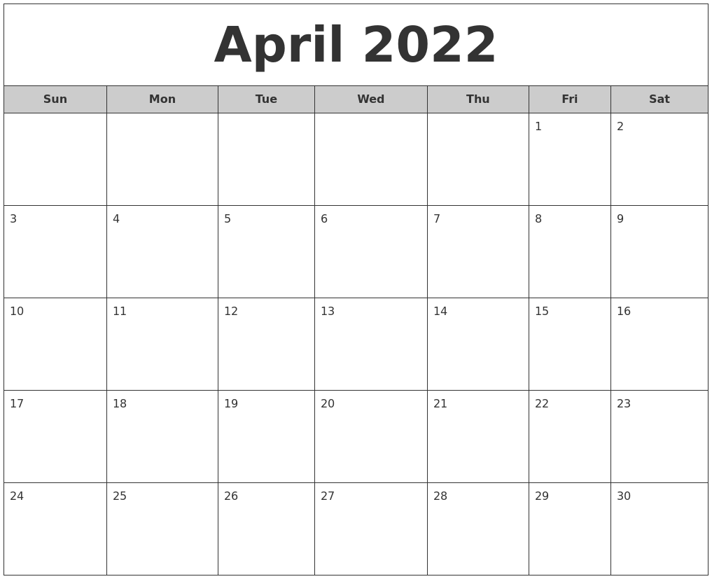 April 2022 Free Monthly Calendar april-2022-free-monthly-calendar
