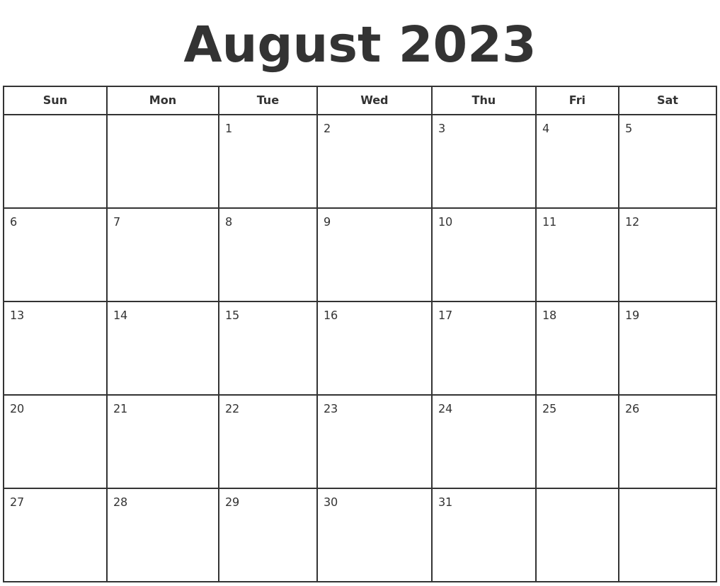 April 2023 Calendar Printable