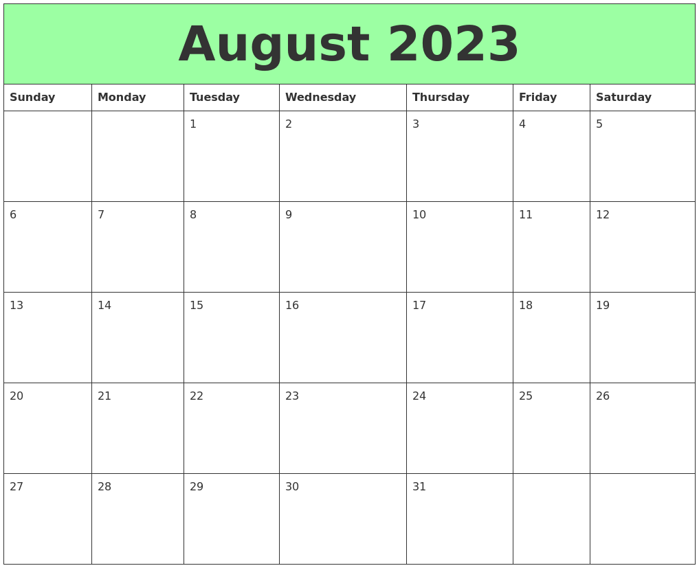 August 2023 Printable Calendars