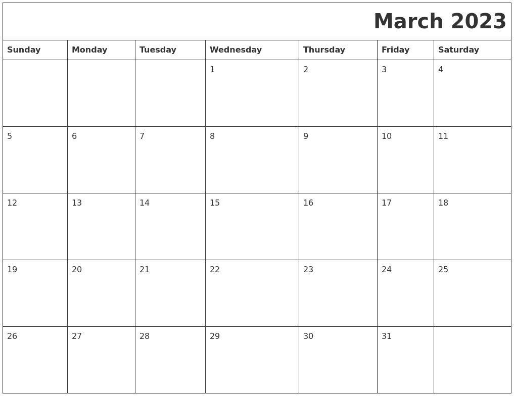 March 2023 Download Calendar