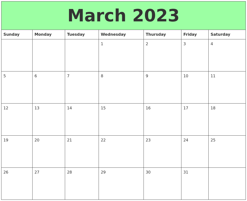 March 2023 Printable Calendars