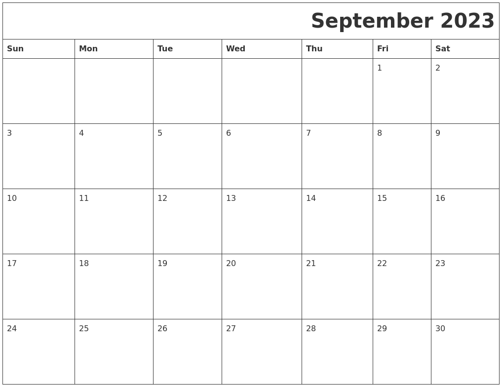 September 2023 Printable Calender September 2023 Printable Calender
