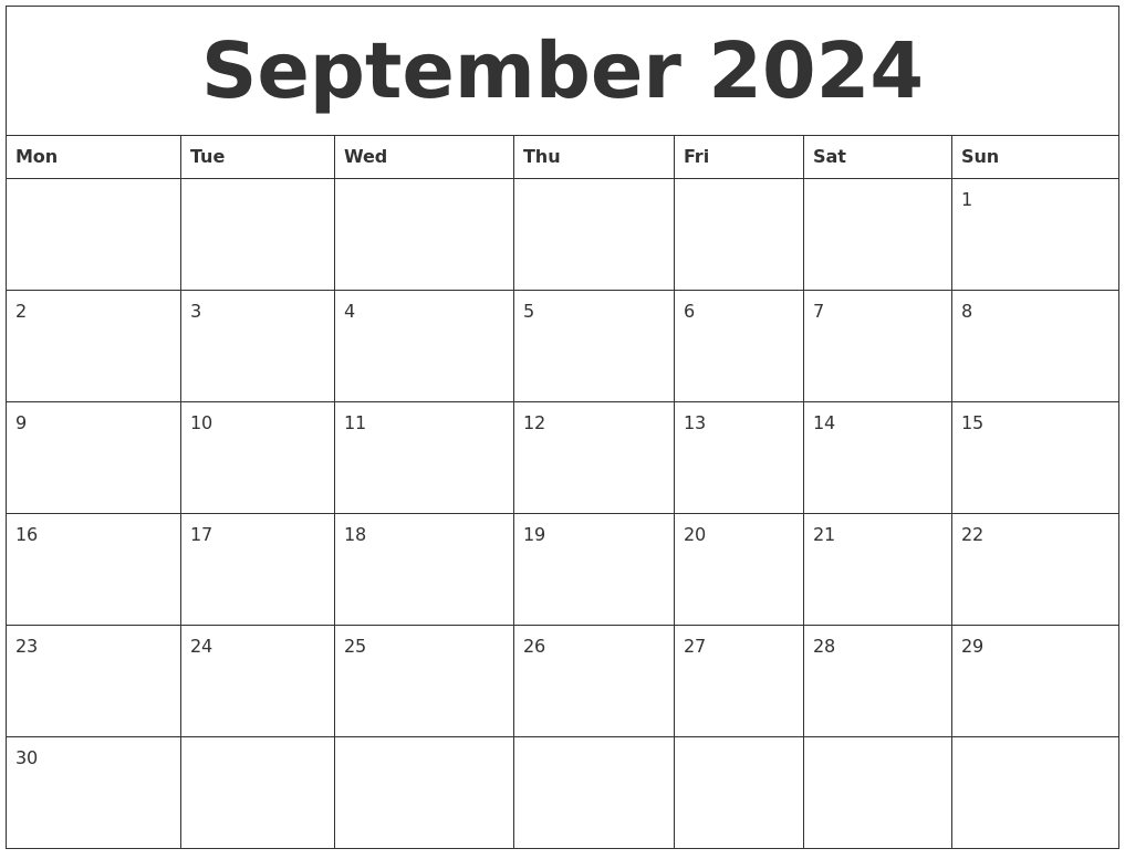 September 2024 Calendar Layout